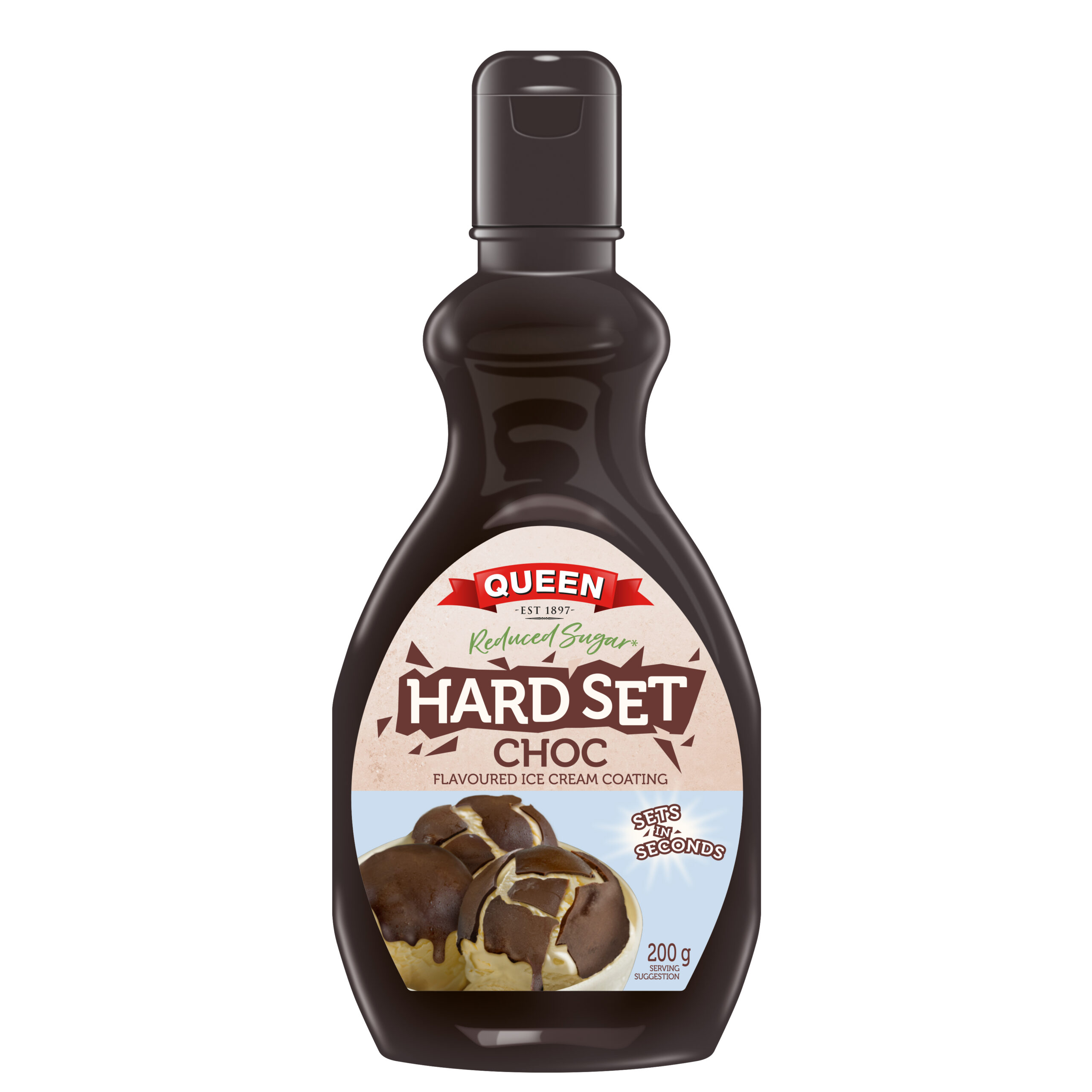 Reduced Sugar* Hard Set Choc Topping - Queen Fine Foods